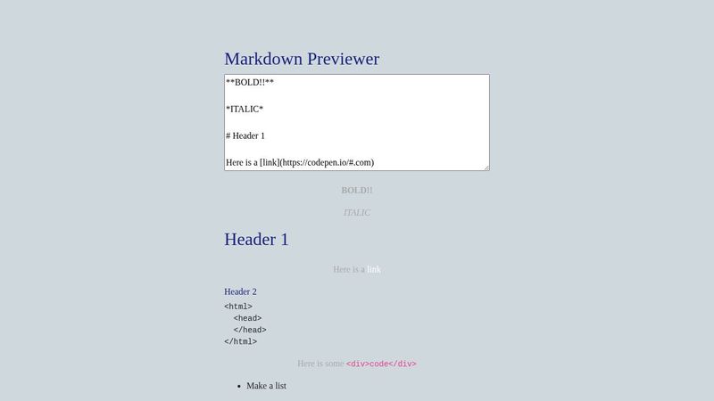 REACT MARKDOWN PREVIEWER