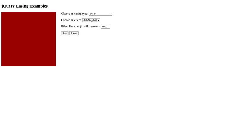 Easing effects jQuery