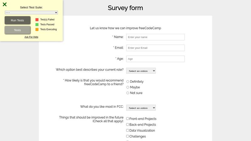 Build a Survey Form ( freecodecamp.org - Responsive Web Design Projects 2/5)