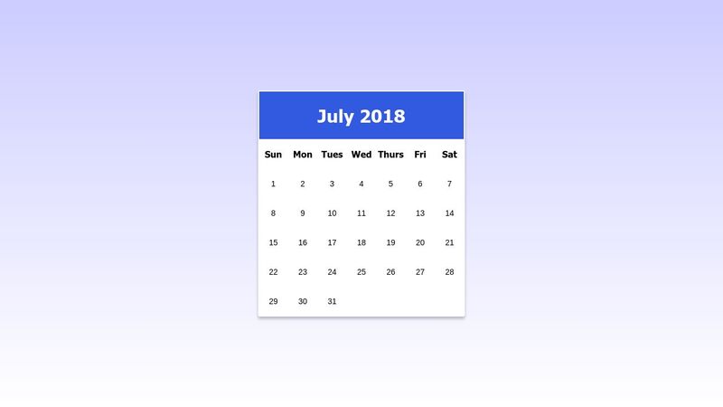 HTML Table Calendar