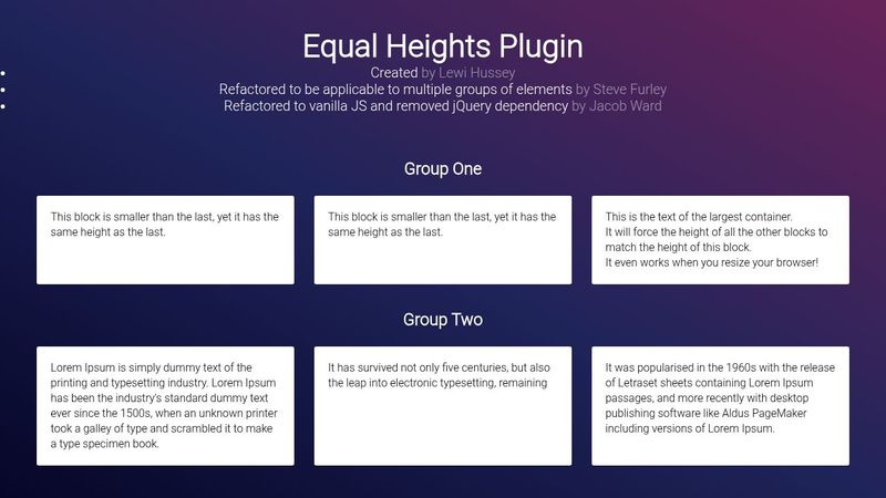 JS: Equal Heights Plugin