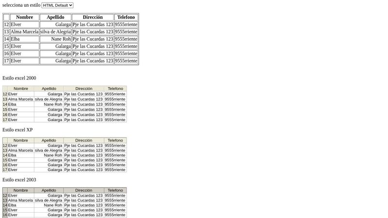 table style css - Tablas estilo EXCEL
