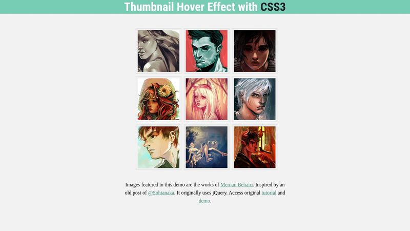 Pure CSS Thumbnail Hover Effect