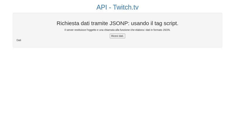 API - Twitch.tv - JSONP - segnaposto