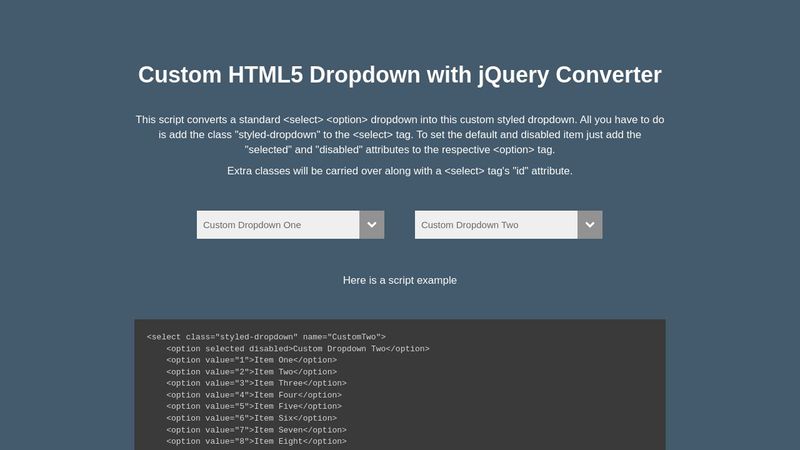 Custom HTML5 Dropdown with jQuery Converter