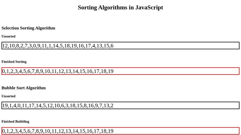 Sorting Algorithms in JavaScript
