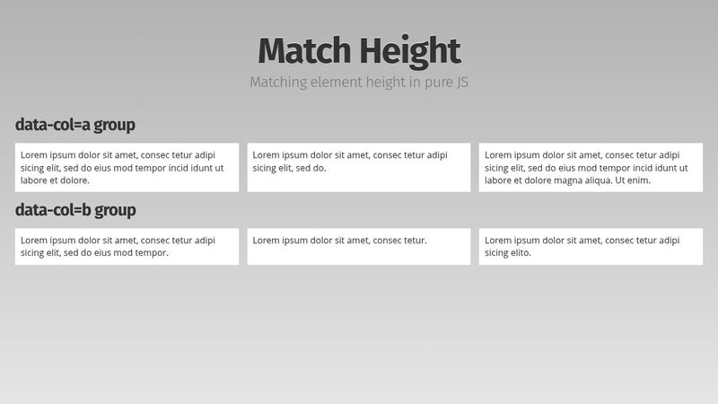 Matching Height In JavaScript Matching Height In JavaScript