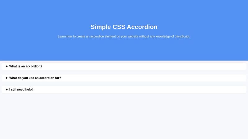 Simple CSS Accordion - NO JavaScript Required