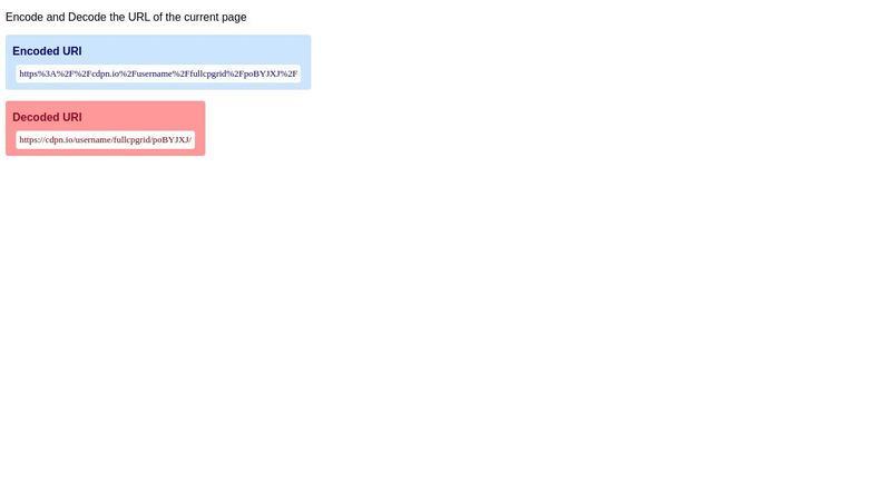 Encode (encodeURIComponent) and Decode (decodeURIComponent) current URL