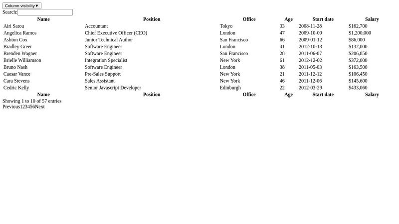DataTable-Colvis-Issue