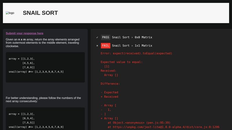 Snail Sort - Brain Gym #2