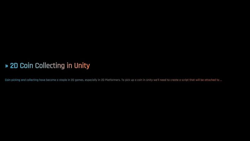HTML Code from the Article: "2D Coin Collecting in Unity"