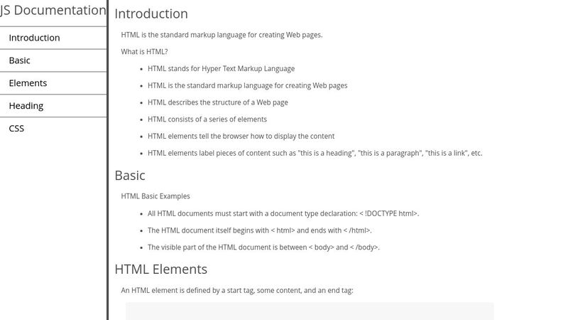 a Technical Documentation Page