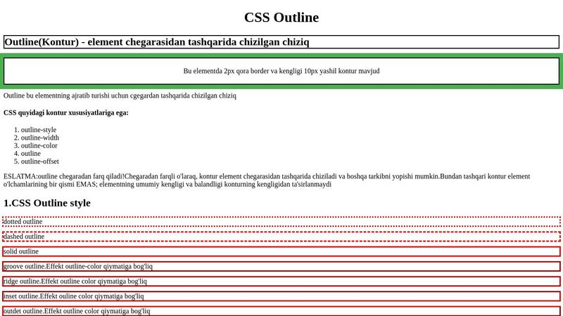 CSS Outline