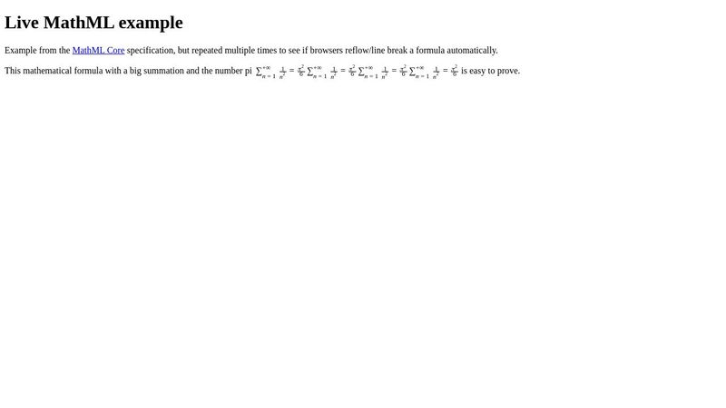 Live MathML example