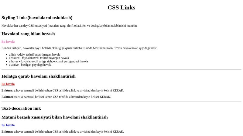 CSS Links