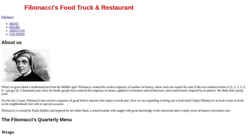 Building HTML structure for food truck website