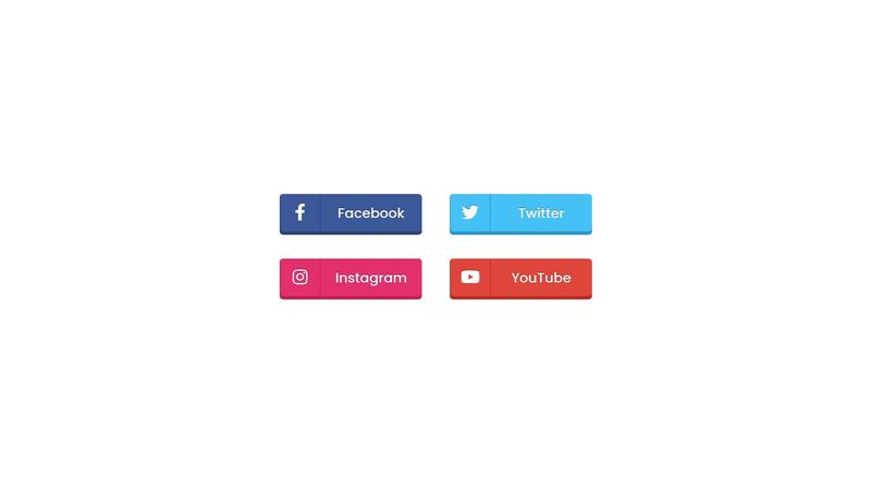 3D Social Media Buttons using only HTML & CSS