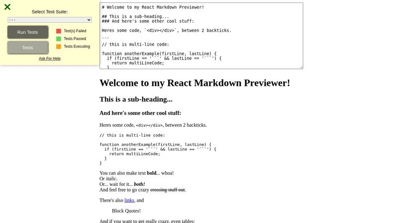 FCC: Simple React Markdown Previewer