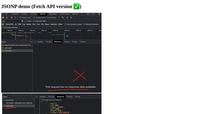 JSONP demo (Fetch API version )