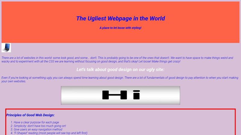 CSS Ugly Webpage Activity