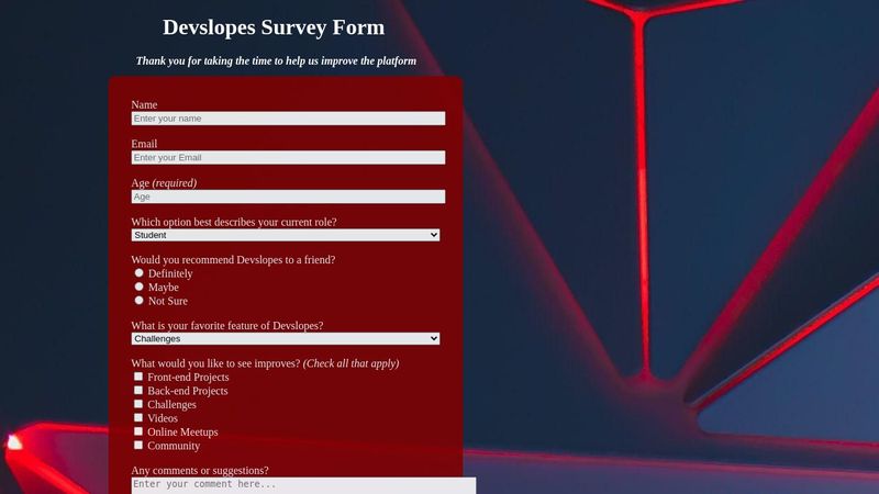 Devslopes Survey Form