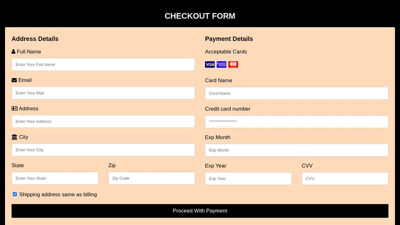 Responsive Checkout Form