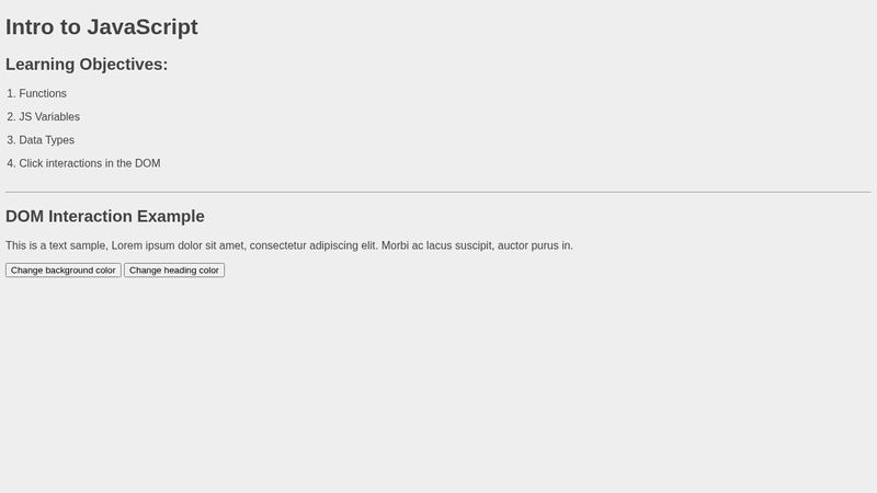 Intro to JS - Lesson Starter