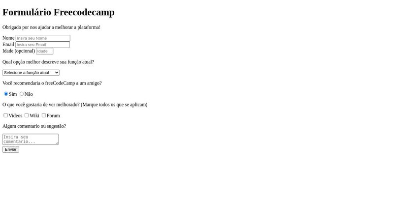 Learn Html - Survey Form (Certification Project)