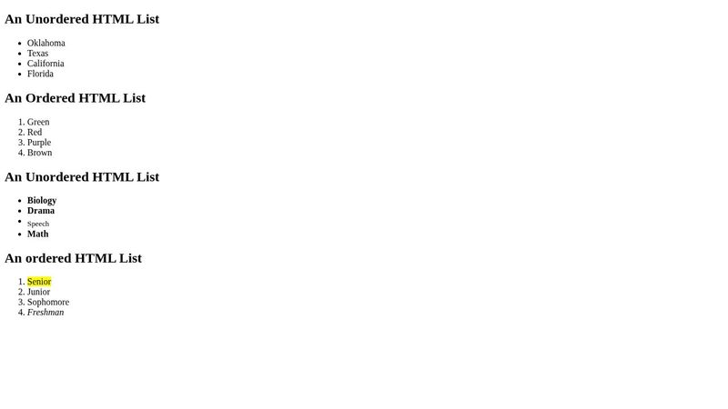 Pen 4 (Lists) unordered/ordered