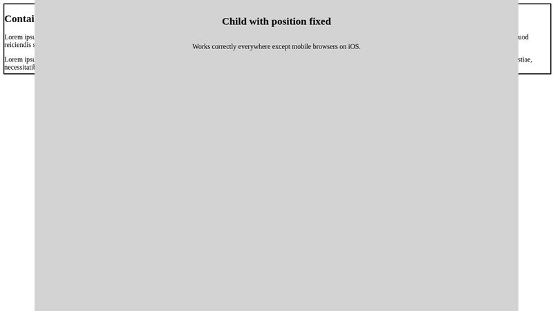 Position fixed inside scrollable container