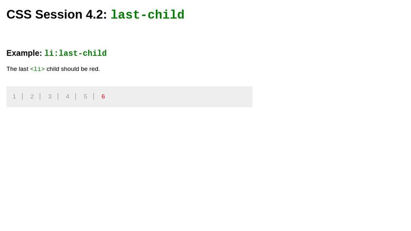 CSS Session 4.2: last child