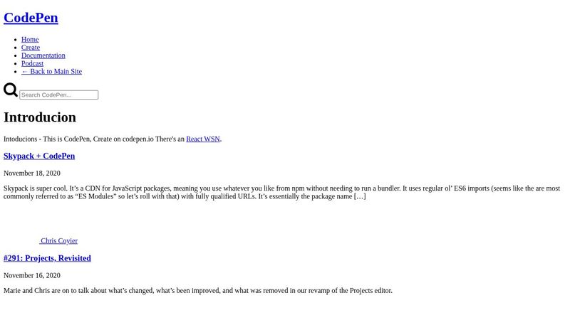 CodePen Website - My Version