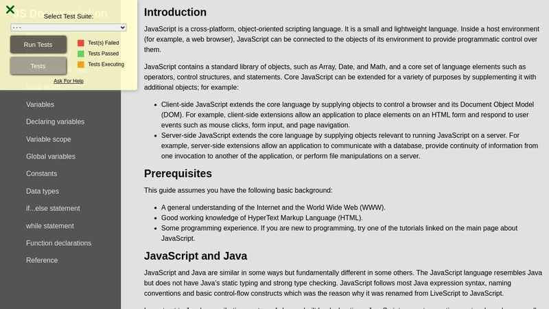 Responsive Technical Documentation Page