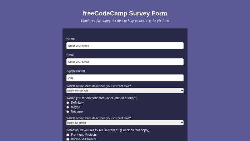 Freecodecamp form