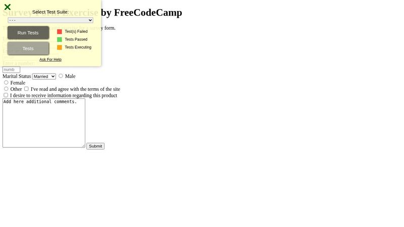 Survey Form - FreeCodeCamp Exercise