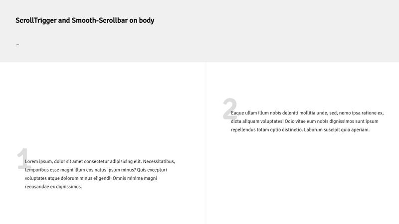 Fake Horizontal Scroll Demo - GSAP ScrollTrigger & Smooth-Scrollbar on body