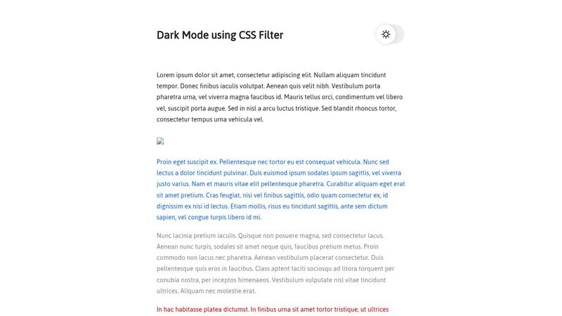 Dark Mode using CSS Filter