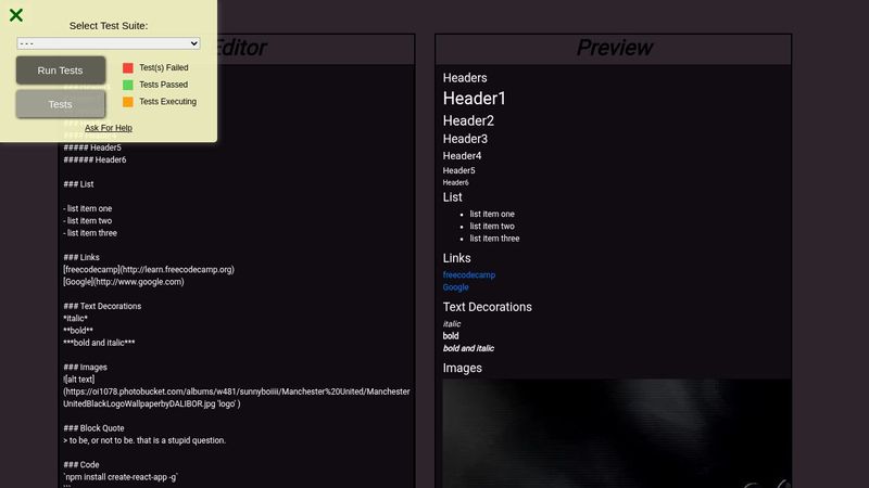 Markdown Previewer (using React)