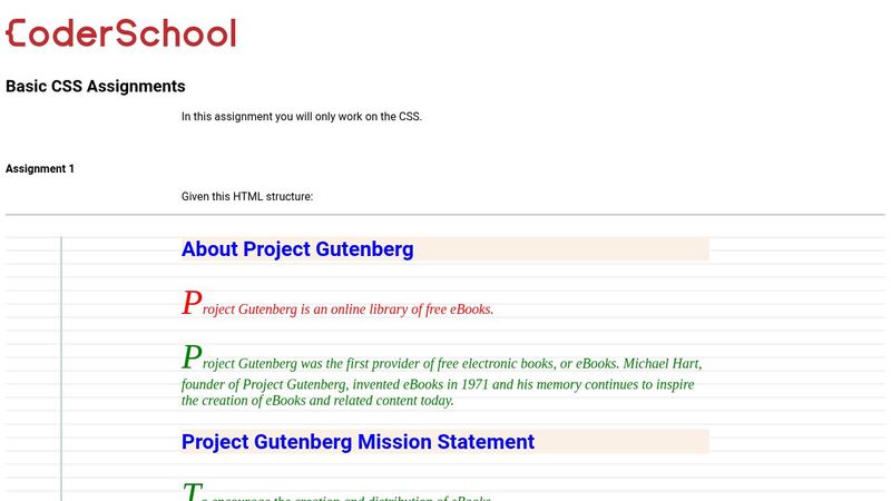 Basic CSS Assignments