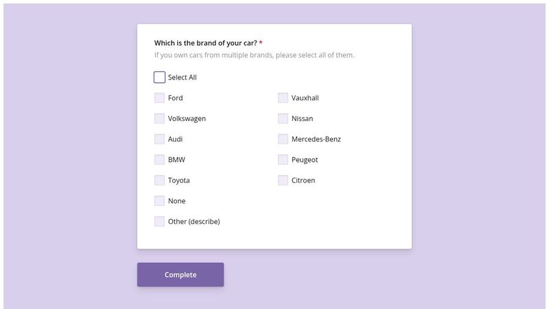SurveyJS Library for jQuery : Checkboxes Question