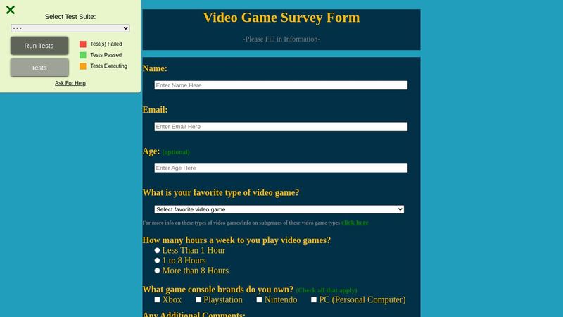 HTML5 and CSS - Survey Form for FreeCodeCamp