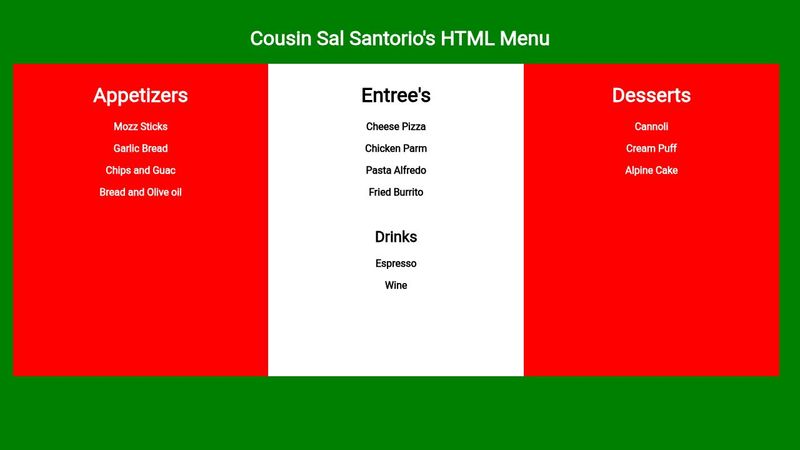 HTML Menu