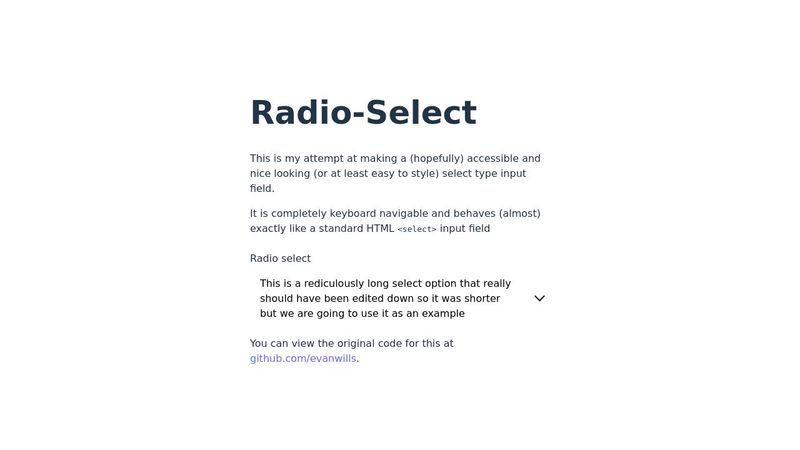 radio-select (nicely styled, accessible pseudo-select input)