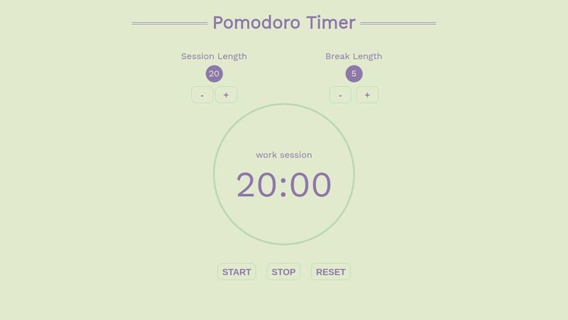 Pomodoro Timer - Vanilla JavaScript Free Code Camp ( FCC ) Zipline