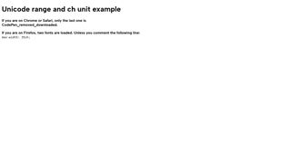 unicode range and ch units