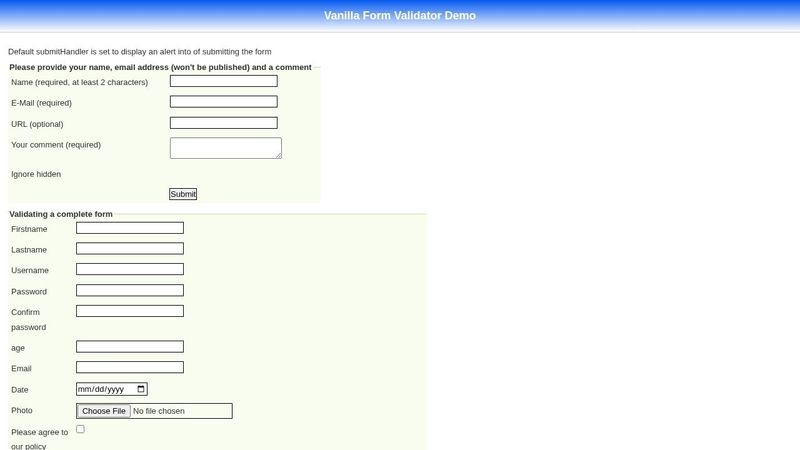 Form validator - vanilla-form-validator.js