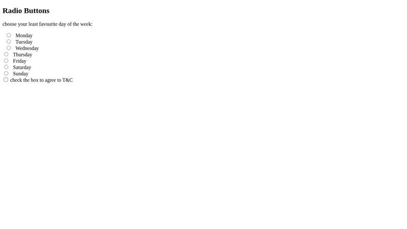 Activity 10 - Form Radio Buttons