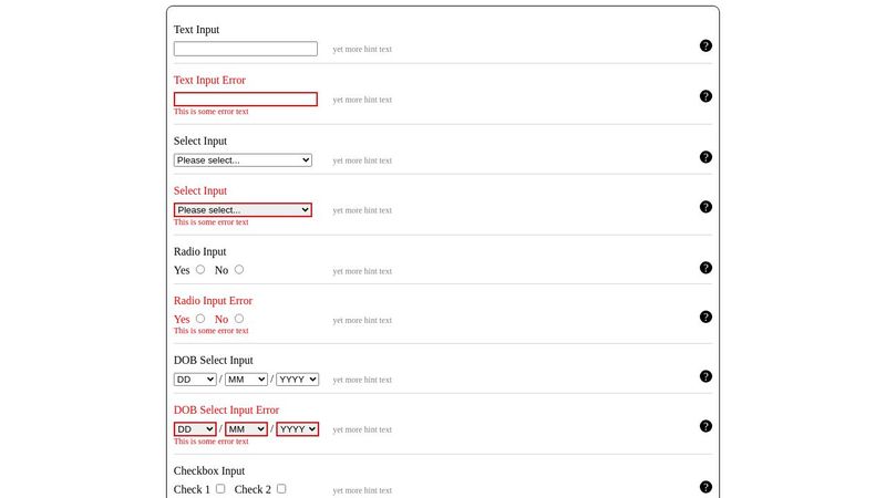 Form Row Structure - All Inputs