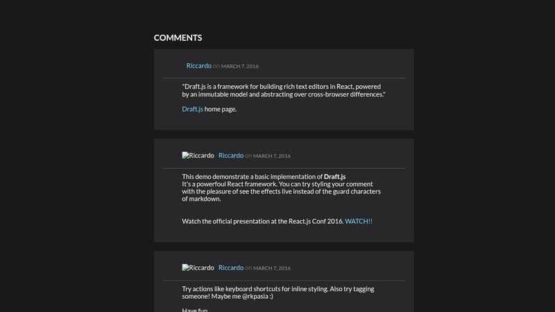 REACTing Codepen Comment Editor - DRAFTJS